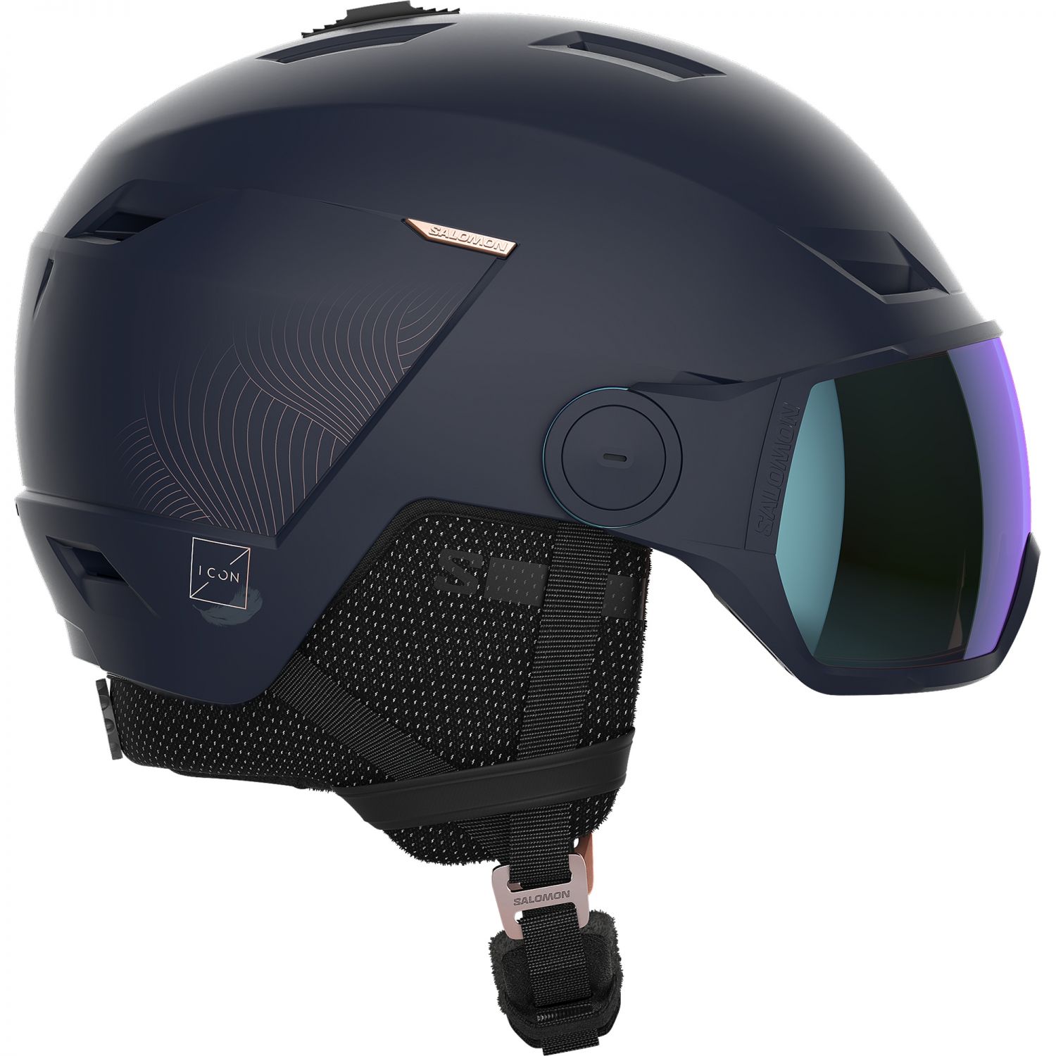 Salomon Icon LT Visor Photo Sigma, Skihelm mit Visier, dunkelblau